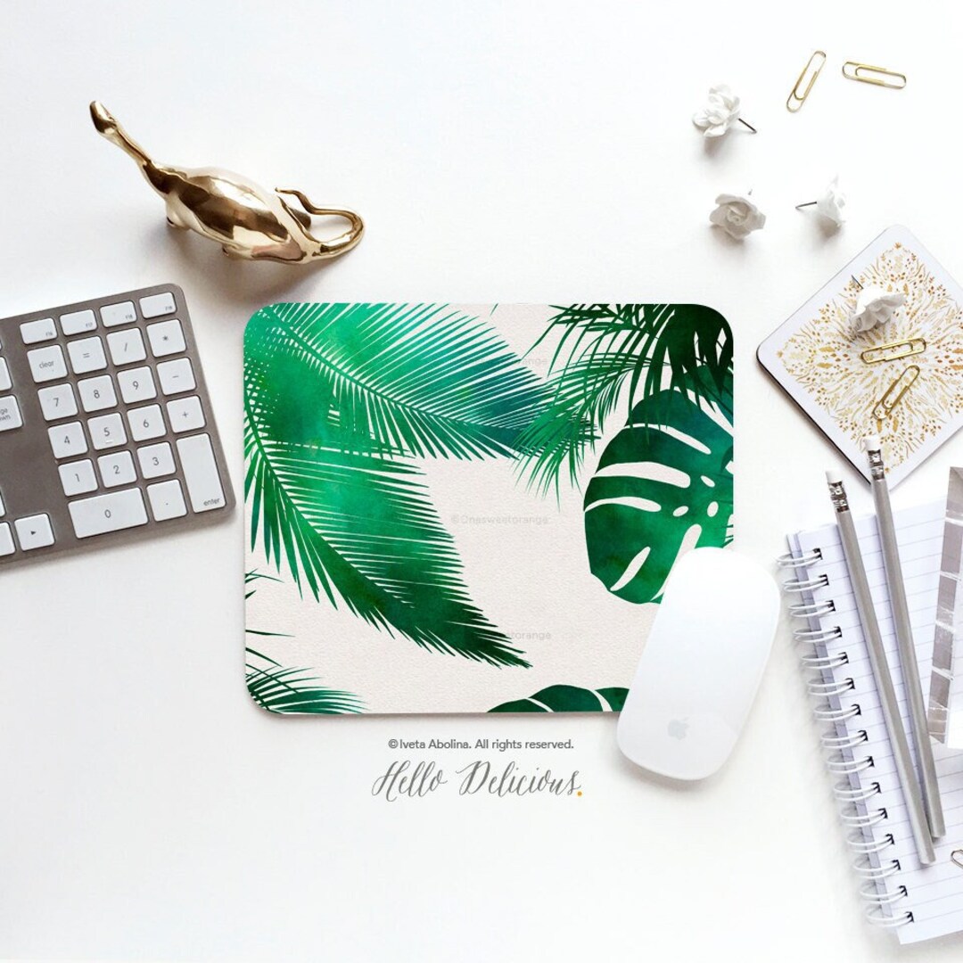 Mouse Pad Tropical Leaves Mouse Pad Tropical Mouse Pad Office Mouse Pad ...