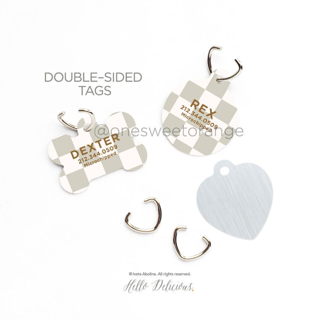 Checker Pet ID Tag Check Custom Pet Tag Personalized Dog Tag Neutral ...