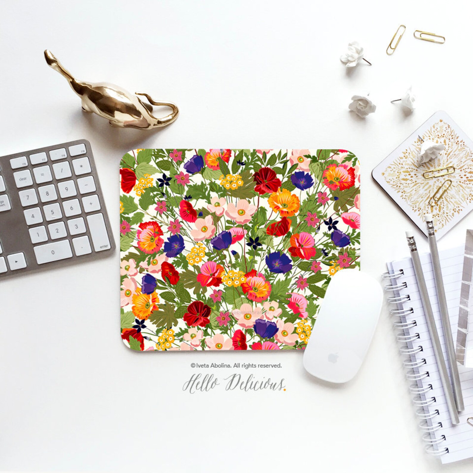 Mouse Pad Floral Summer Mouse Pad Floral Mouse Pad Office - Etsy