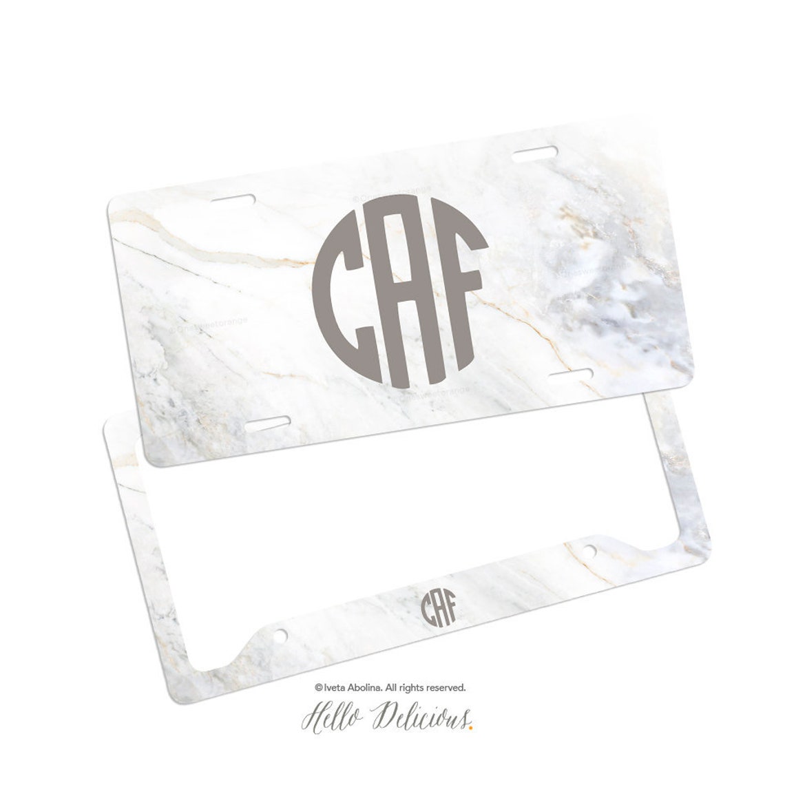 Personalized Car License Plate Monogrammed License Plate Frame Marble ...