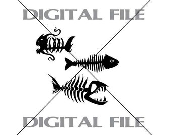 Fish bone svg | Etsy