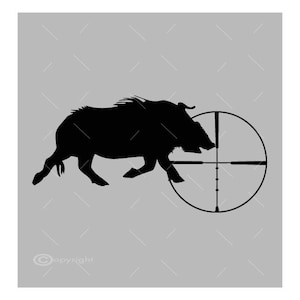 Wild Boar Hog in Crosshairs Vector Art Vinyl Decal T-shirt Digital ...