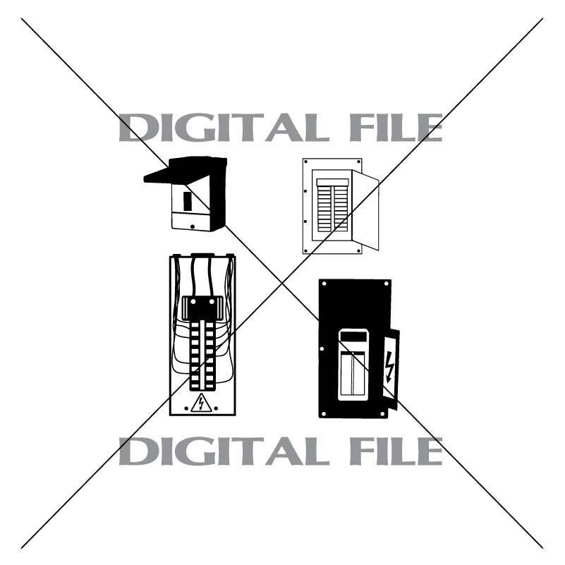 Four Electric Breaker Boxes Vector Images SVG Files Digital | Etsy