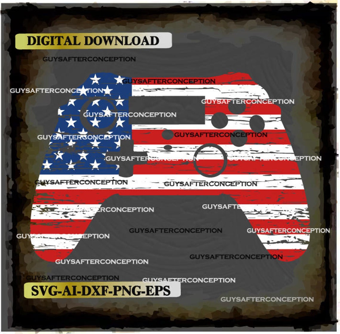 Distressed American Flag Video Game Controller Digital File Ai - Etsy