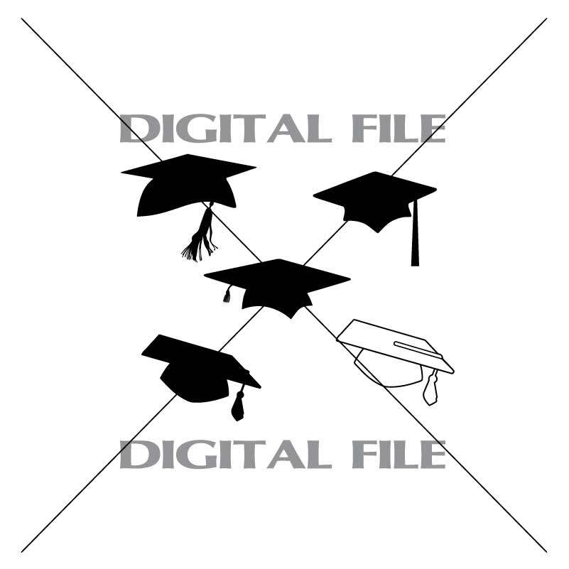 Five Graduation Caps Vector Images Vinyl Decal T-shirt Digital | Etsy