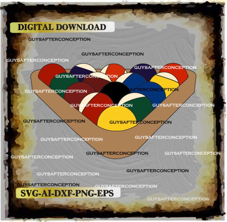Billiard Ball Triangle Rack With Pool Balls Digital File Ai - Etsy