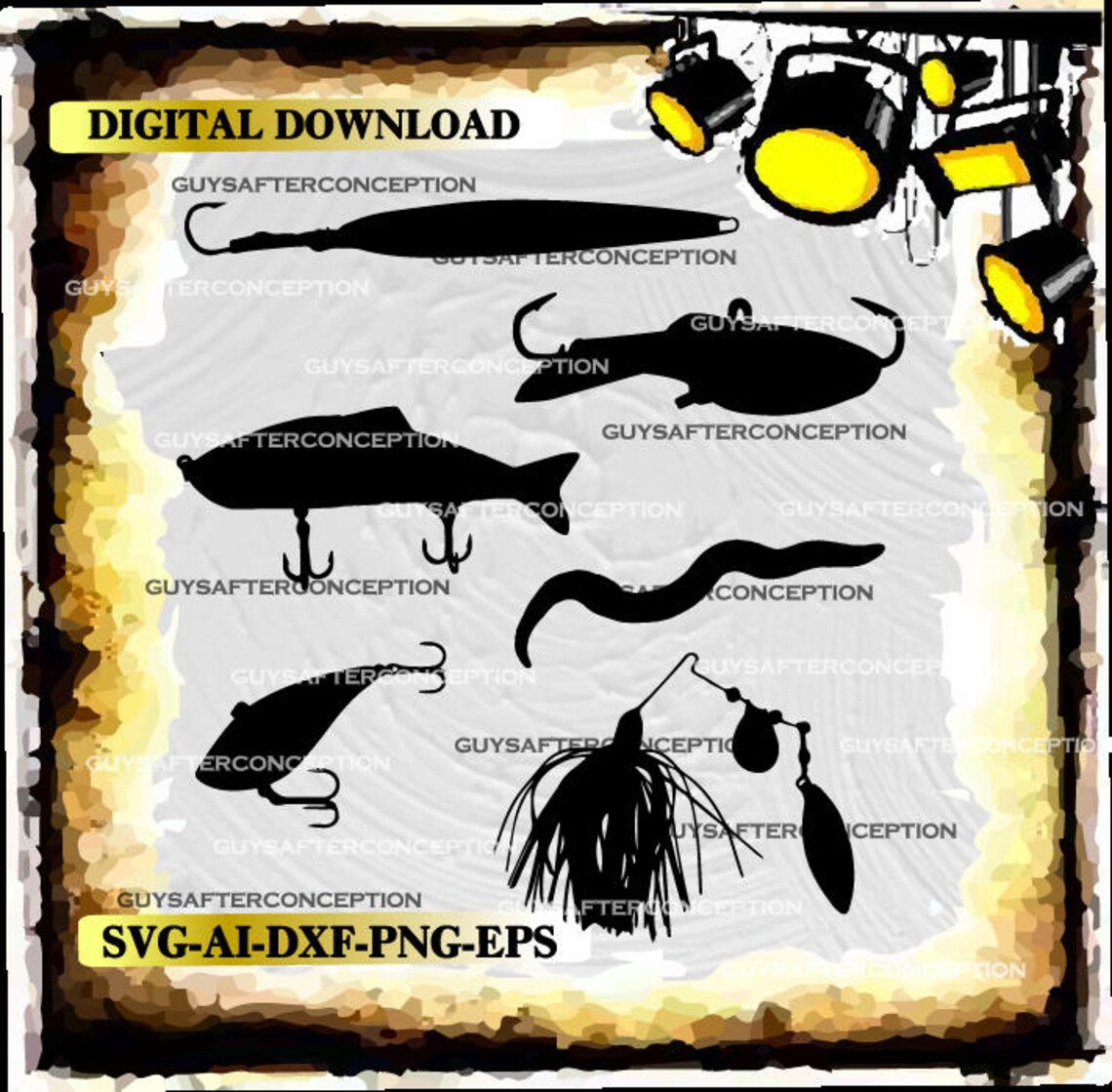 Six Fishing Baits Vector Images SVG Files Digital Cutting - Etsy