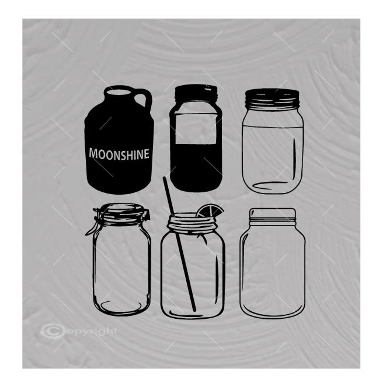 Moonshine SVG Bundle: Mason Jar Bottle Vector Cut File (digital ...