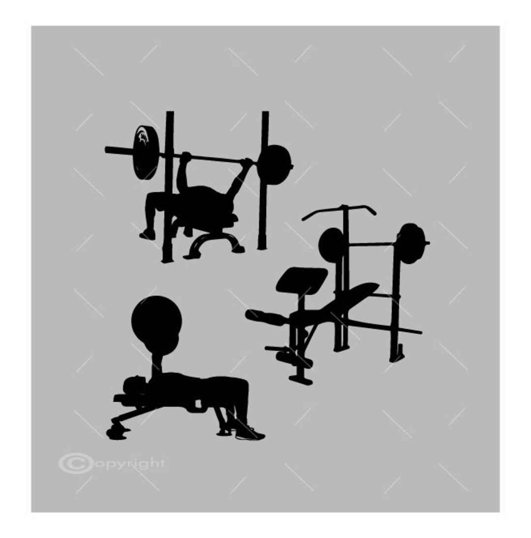 Three Bench Presses Vector Images Vinyl Decal T-shirt Digital Cutting ...