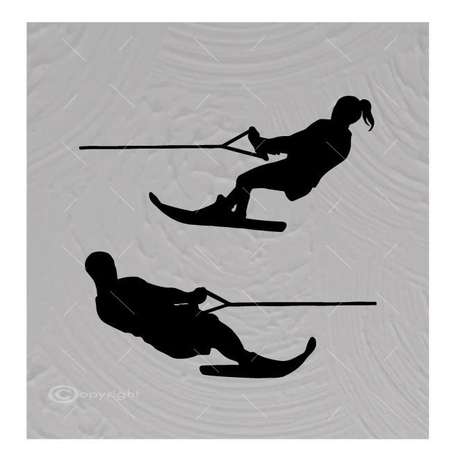 Two Water Skiers Vector Images Vinyl Decal T-shirt Digital Cutting ...