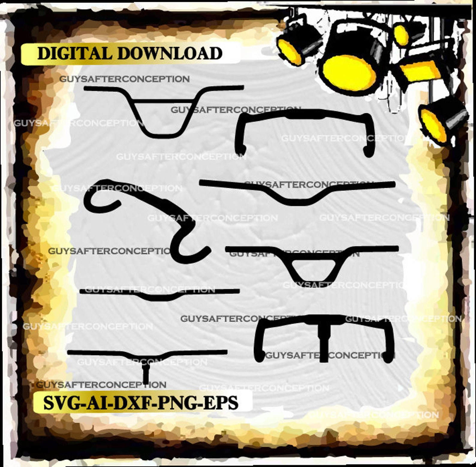 Eight Bicycle Handlebars Vector Image SVG Files Digital - Etsy