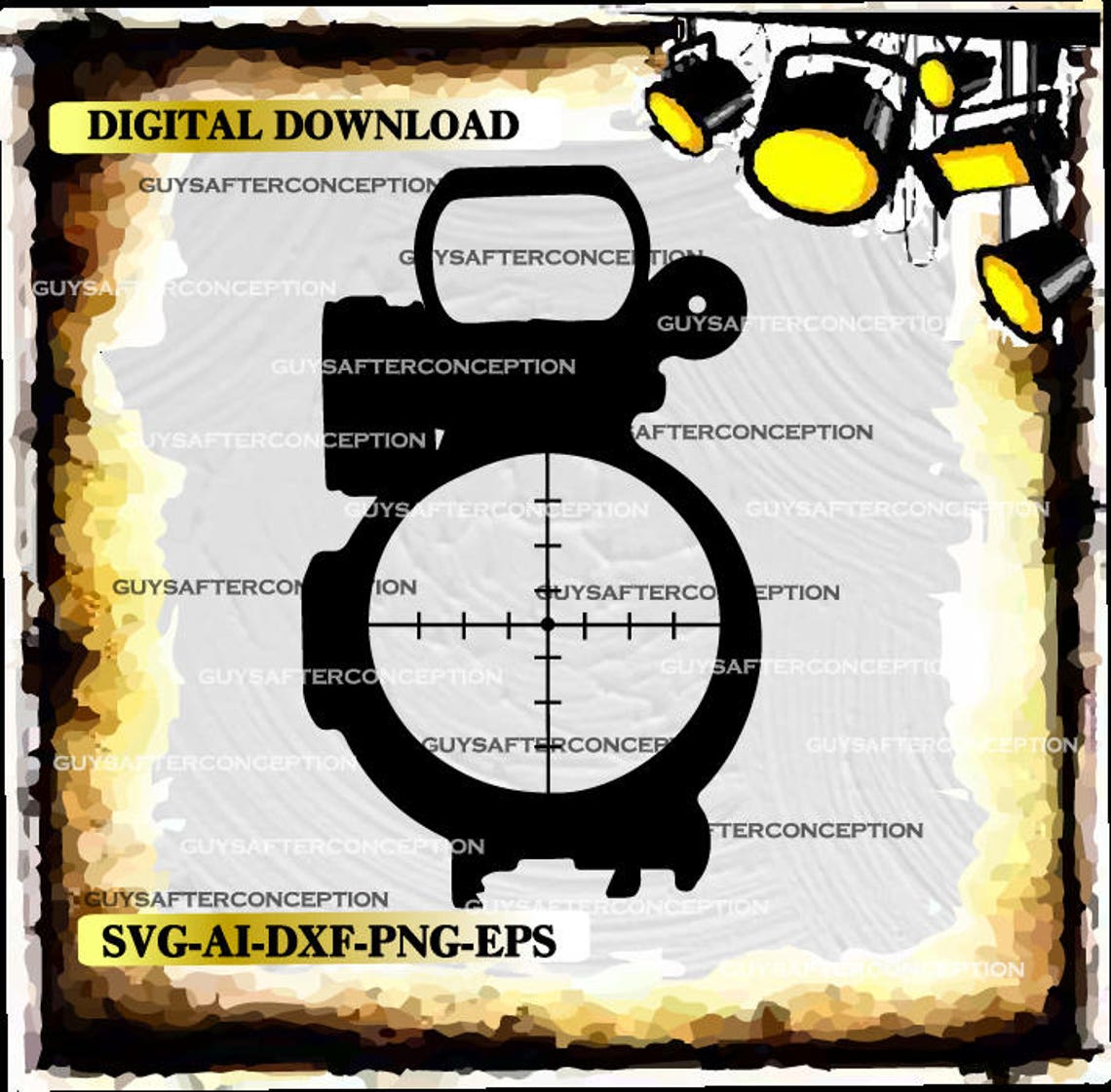 Gun Scope Crosshair Vector Images SVG Files Digital Cutting | Etsy