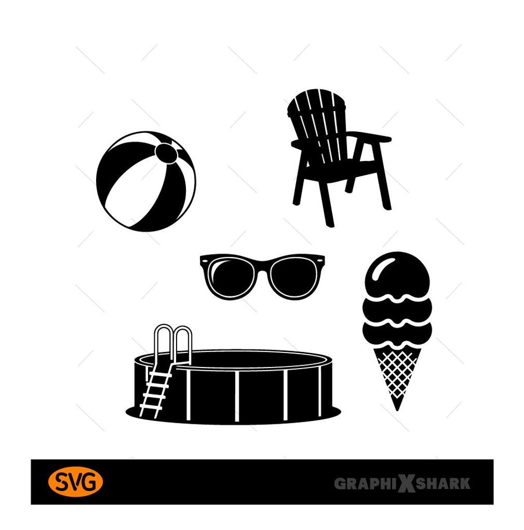 Summer SVG Bundle | Five Piece Summertime SVG | Swimming Pool Cut File ...