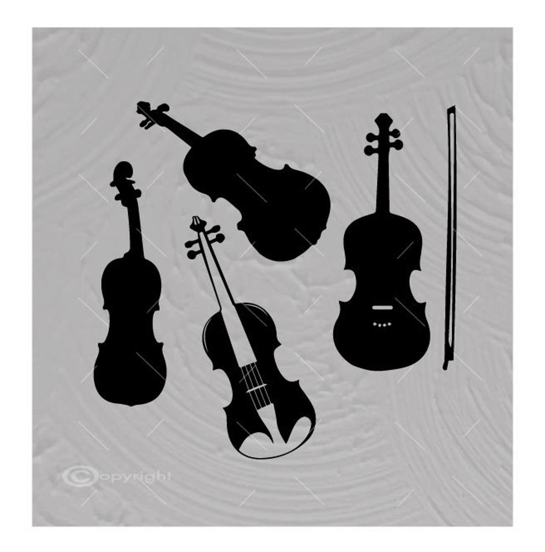 Four Violins Vector Clipart Vinyl Decal T-shirt Digital Cutting Files ...