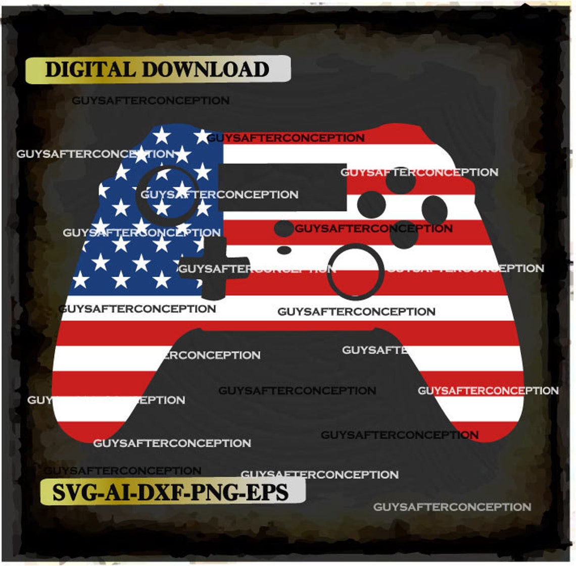 American Flag Video Game Controller Digital File Ai Eps - Etsy