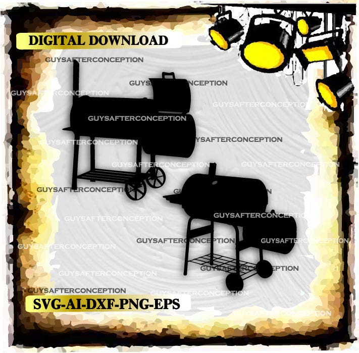 Two Smoker Grills Vector Images Vinyl Decal T-shirt Digital | Etsy