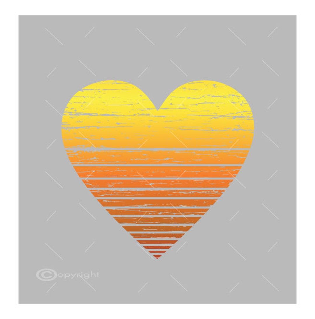 Distressed Sunset Heart Digital File Ai Eps PNG DXF Svg A1 - Etsy