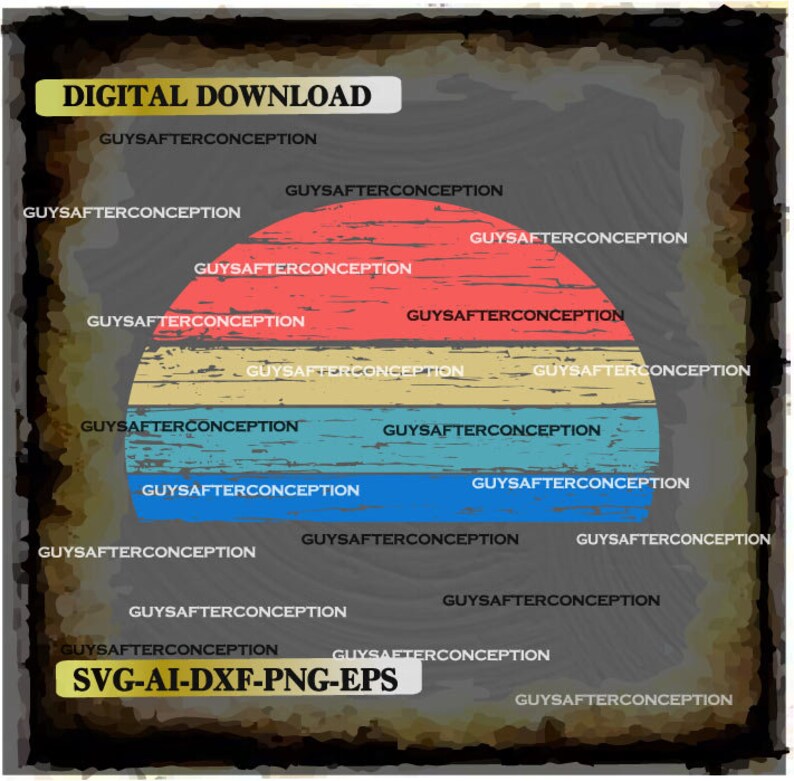 Distressed Vintage Retro Half Circle Digital File Ai Eps | Etsy