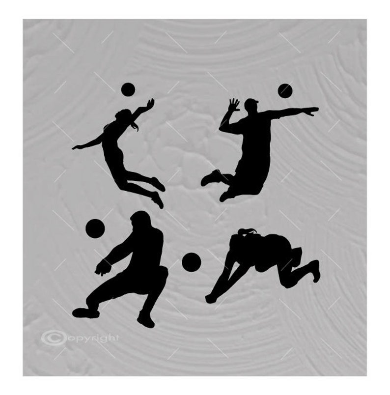 Four Volleyball Players Vector Images Vinyl Decal T-shirt - Etsy