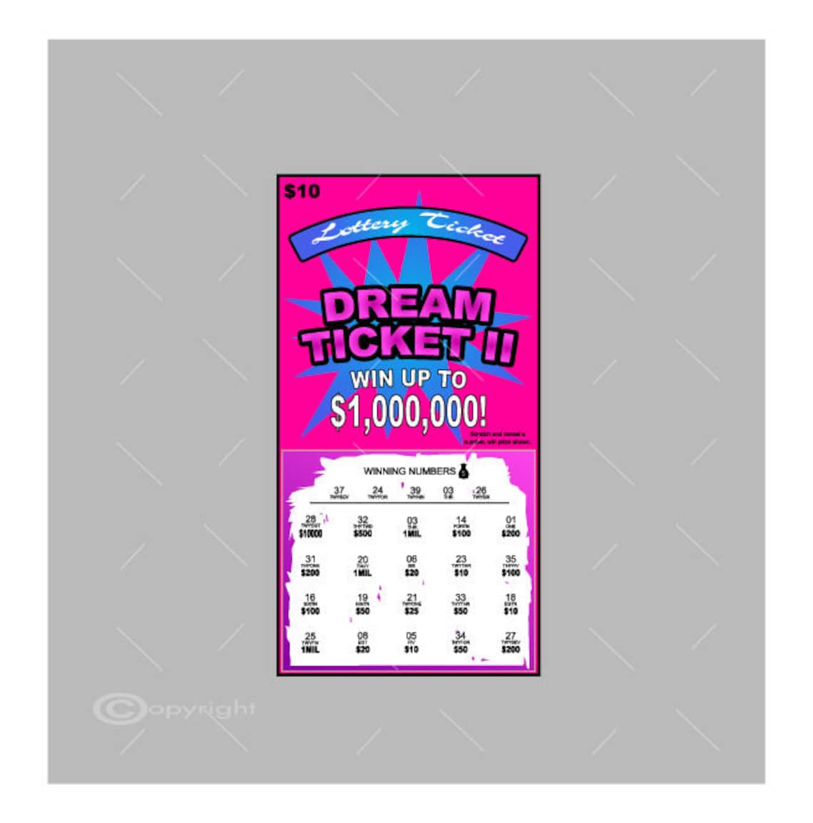 Lottery Ticket Digital File Ai Eps PNG DXF Svg A2 - Etsy