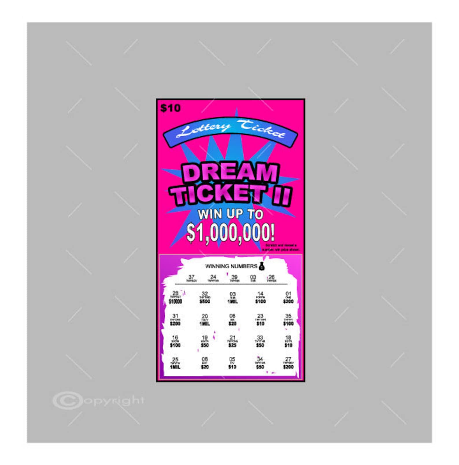 Lottery Ticket Digital File Ai Eps PNG DXF Svg A2 - Etsy