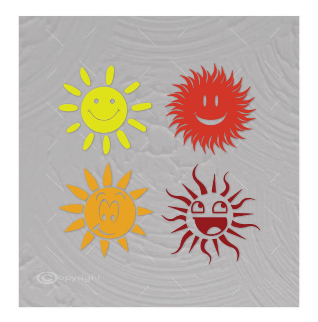 Four Happy Sun Vector Images SVG Files Digital Cutting Files Ai Eps PNG ...