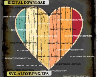Distressed Vintage Retro Heart Digital File Ai Eps PNG | Etsy
