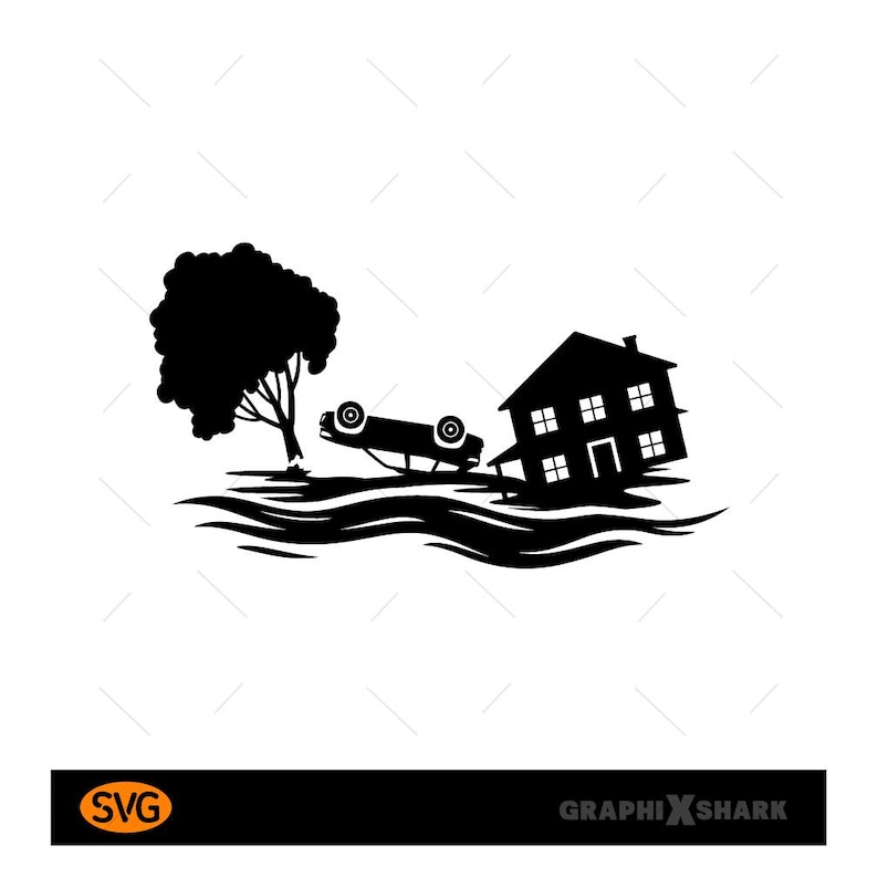 Flood SVG: Rising Water Flooding Cut File Silhouette (digital Download ...
