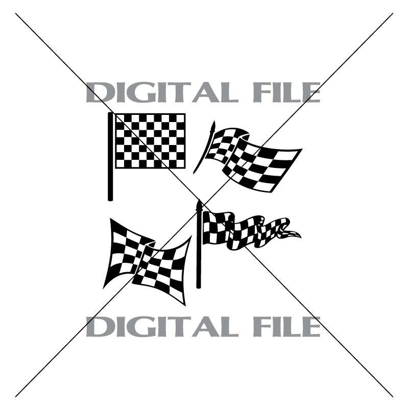 Four Checkered Flags Vector Images Vinyl Decal T-shirt Digital | Etsy