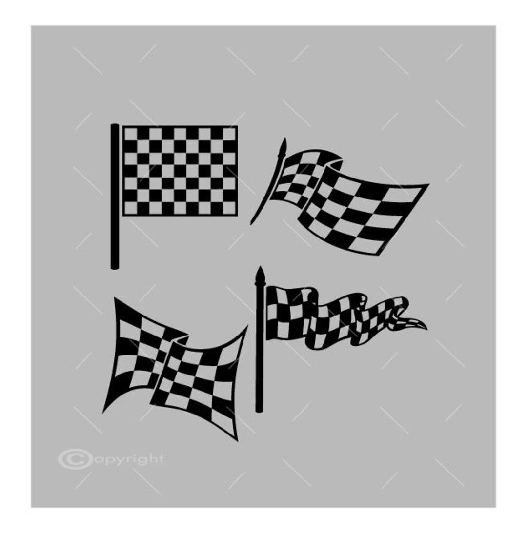 Four Checkered Flags Vector Images Vinyl Decal T-shirt Digital Cutting ...