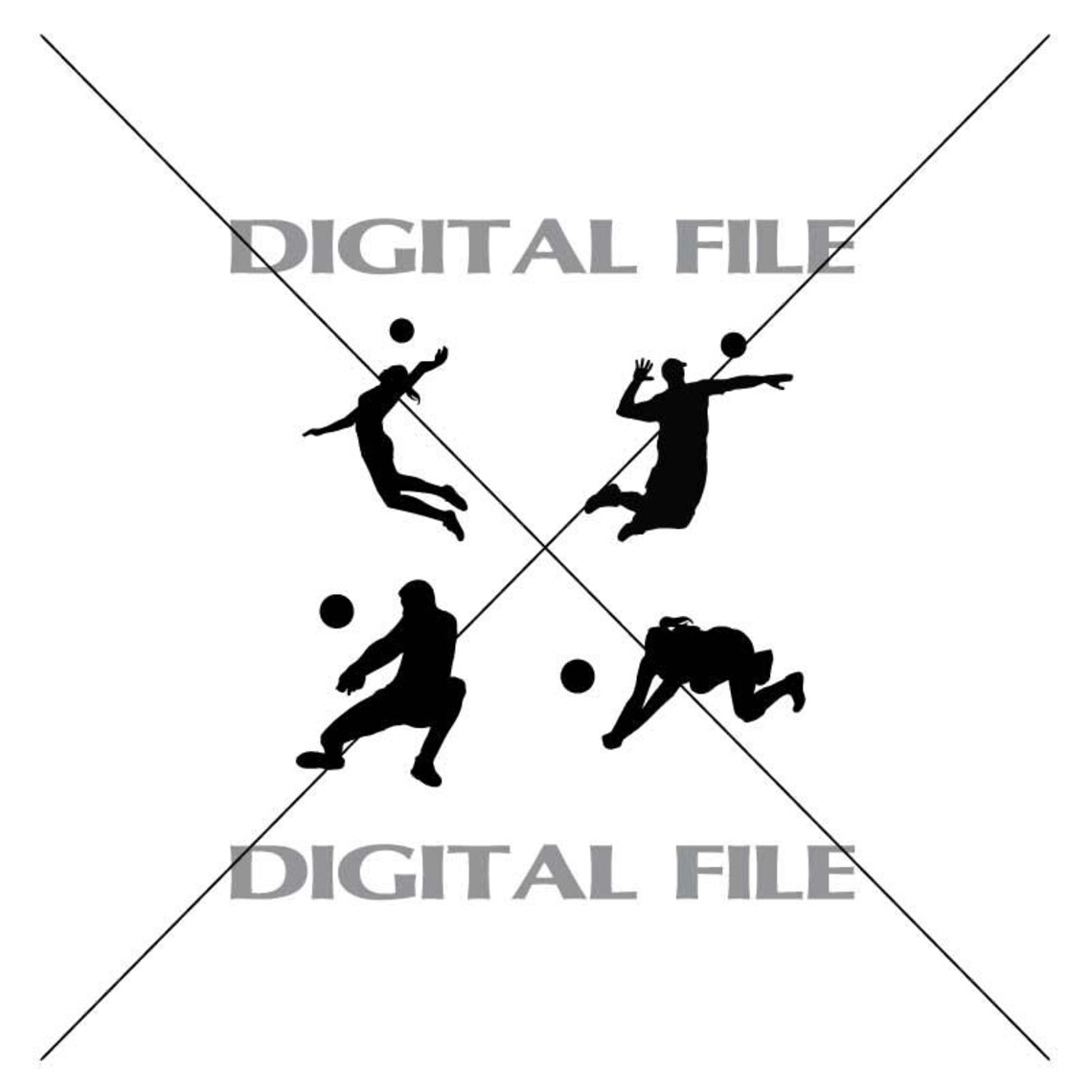 Four Volleyball Players Vector Images Vinyl Decal T-shirt | Etsy