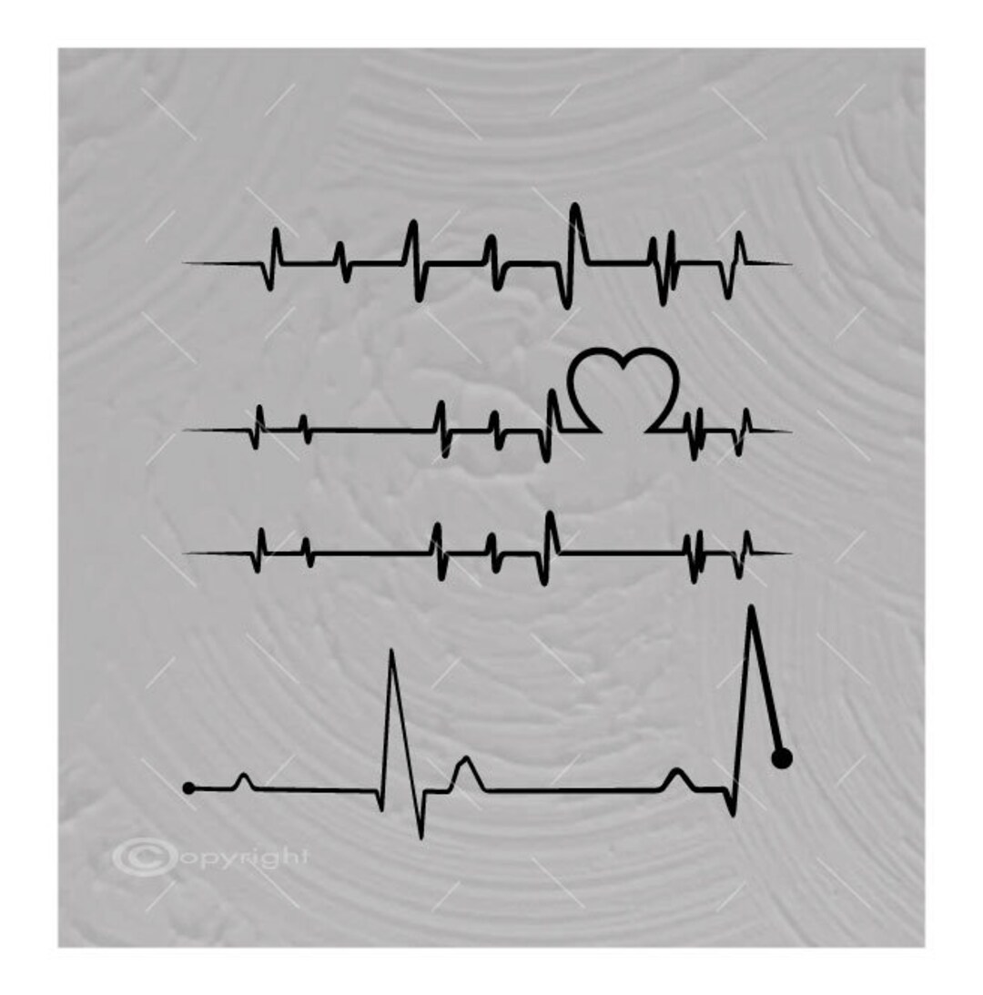 Four Heartbeat Lines Vector Image SVG Files Digital Cutting Files Ai ...