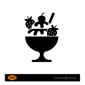 Strawberry Sundae SVG | Ice Cream SVG Silhouette | Strawberry Ice Cream ...