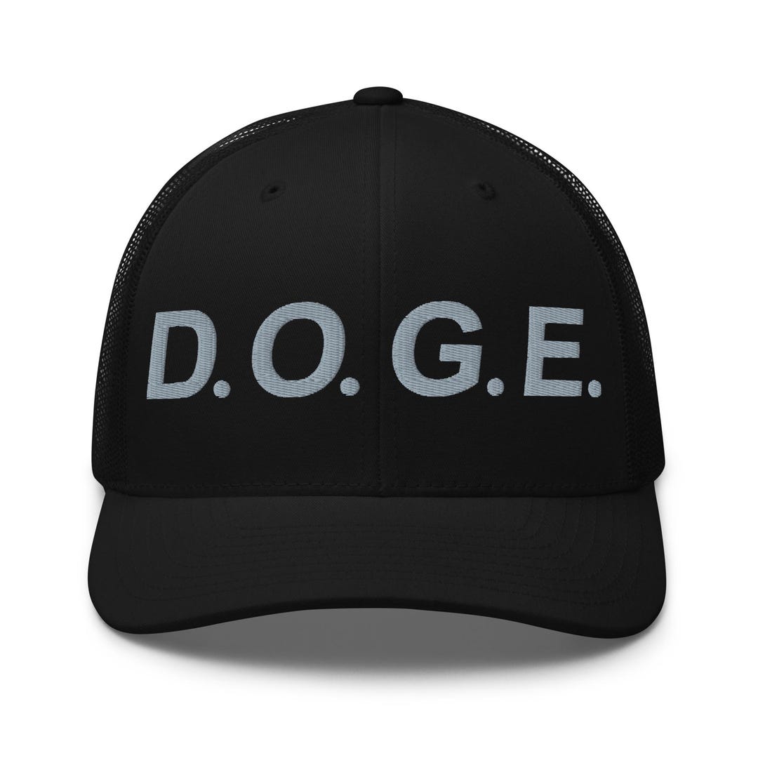 DOGE Trucker Hat Embroidery Department of Government Efficiency Black ...