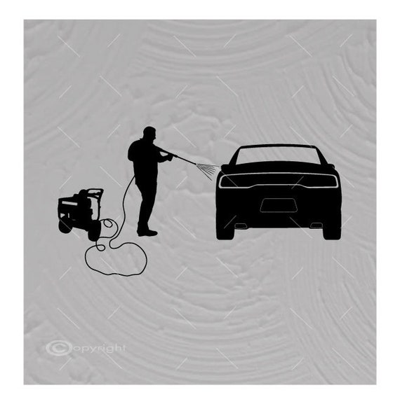 Man Pressure Washing Car Vector Image SVG File Digital Cutting - Etsy