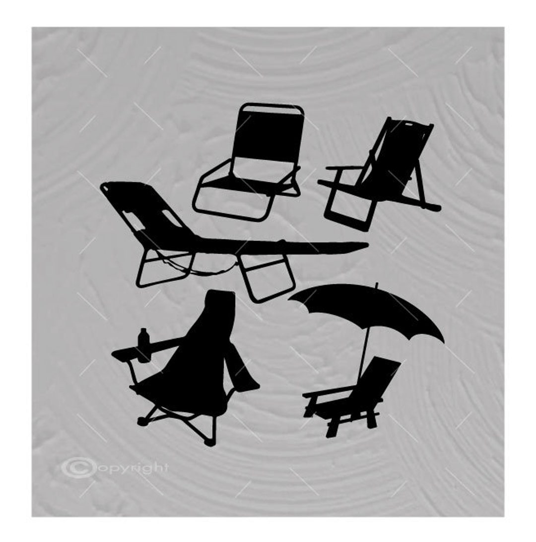 Five Beach Chair Vector Images SVG Files Digital Cutting Files Ai - Eps ...