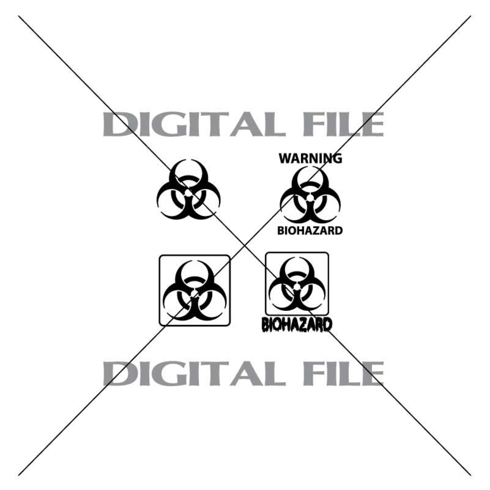 Four Biohazard Symbols Vector Images Vinyl Decal T-shirt - Etsy