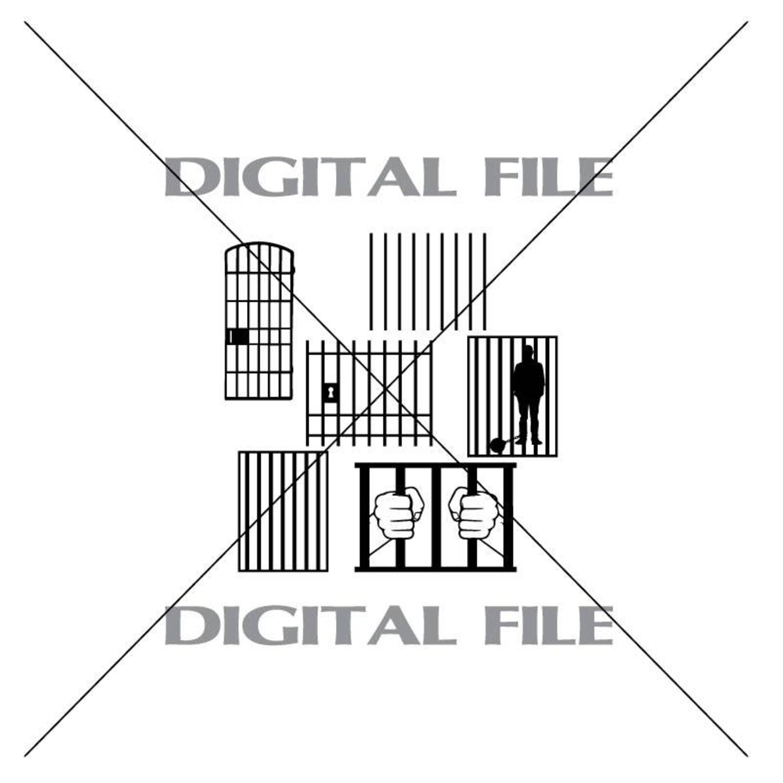 Six Jail Cell Doors Vector Images SVG Files Digital Cutting | Etsy