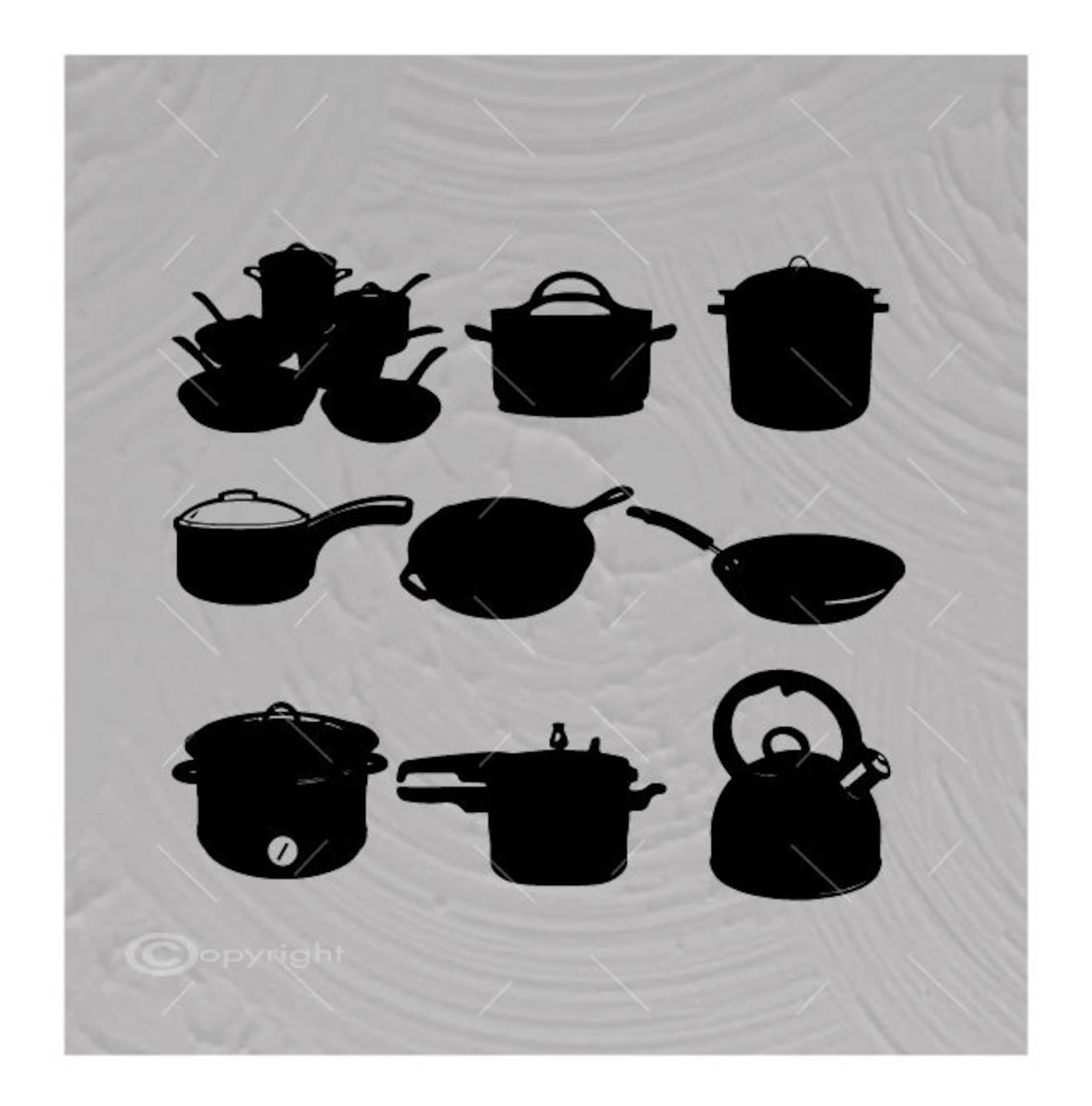 Nine Assorted Pots and Pans Vector Images Vinyl Decal T-shirt Digital ...