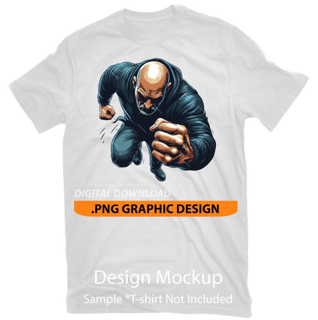 T-shirt Design Man Charging With Fist PNG Image Print on Demand Design ...