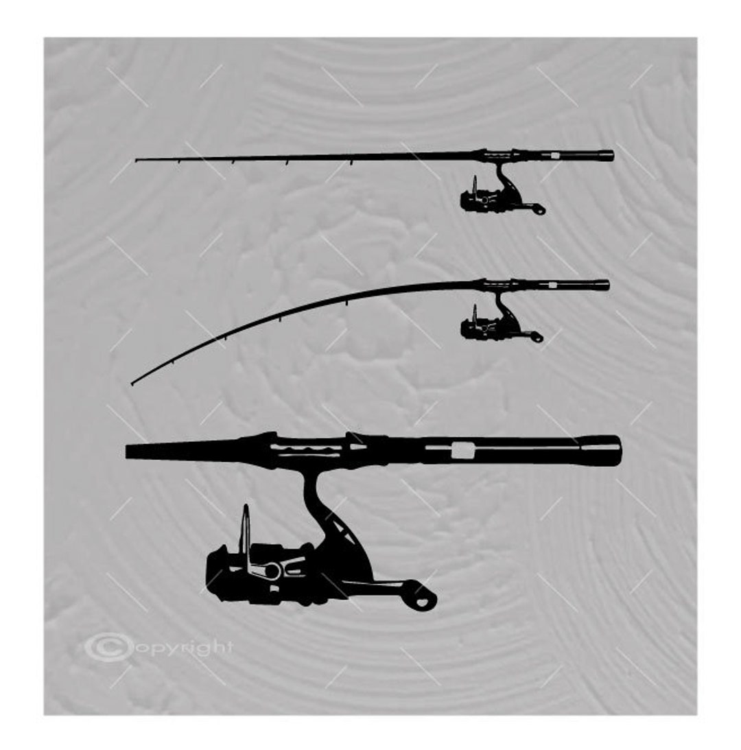 Three Fishing Poles Vector Images SVG Files Digital Cutting Files Ai ...