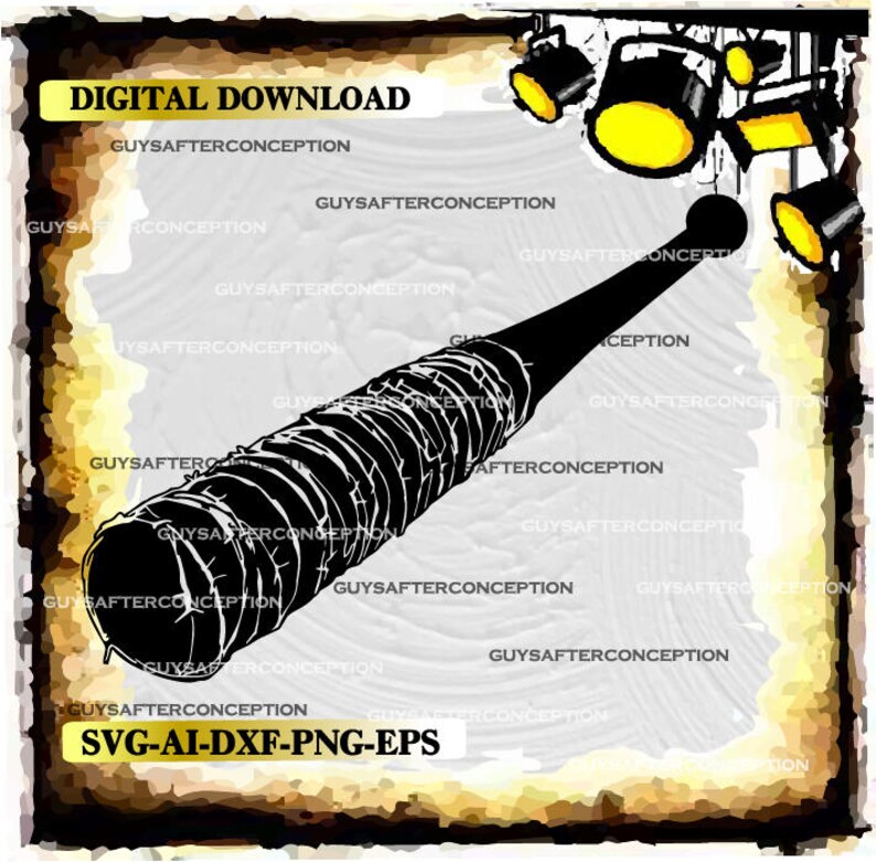 Barbed Wire Baseball Bat Vector Images SVG Files Digital | Etsy