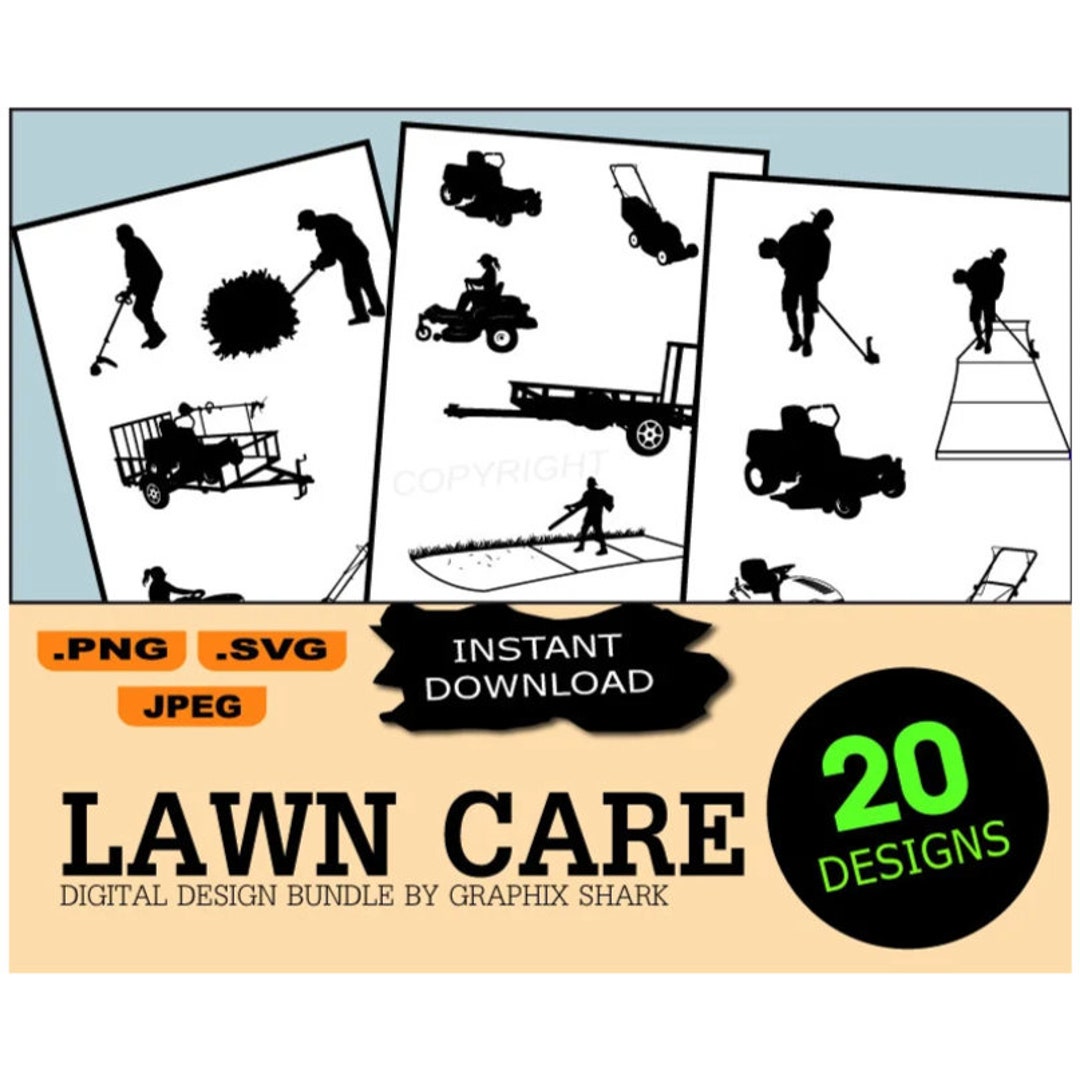 Lawn Care Bundle Lawn Mower Svg Landscaping Svg JPEG PNG Clipsart ...
