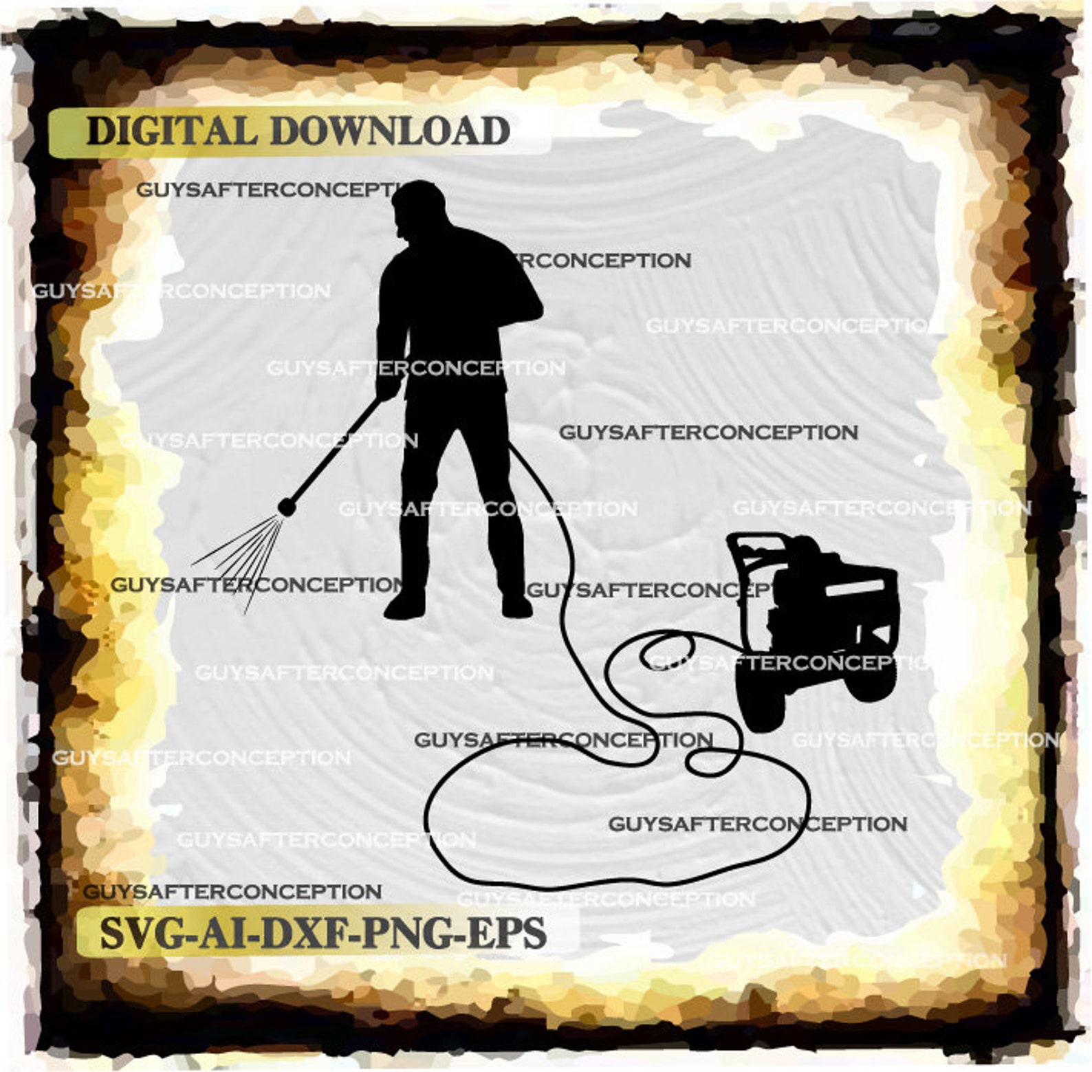 Man Pressure Washing Vector Image SVG File Digital Cutting - Etsy