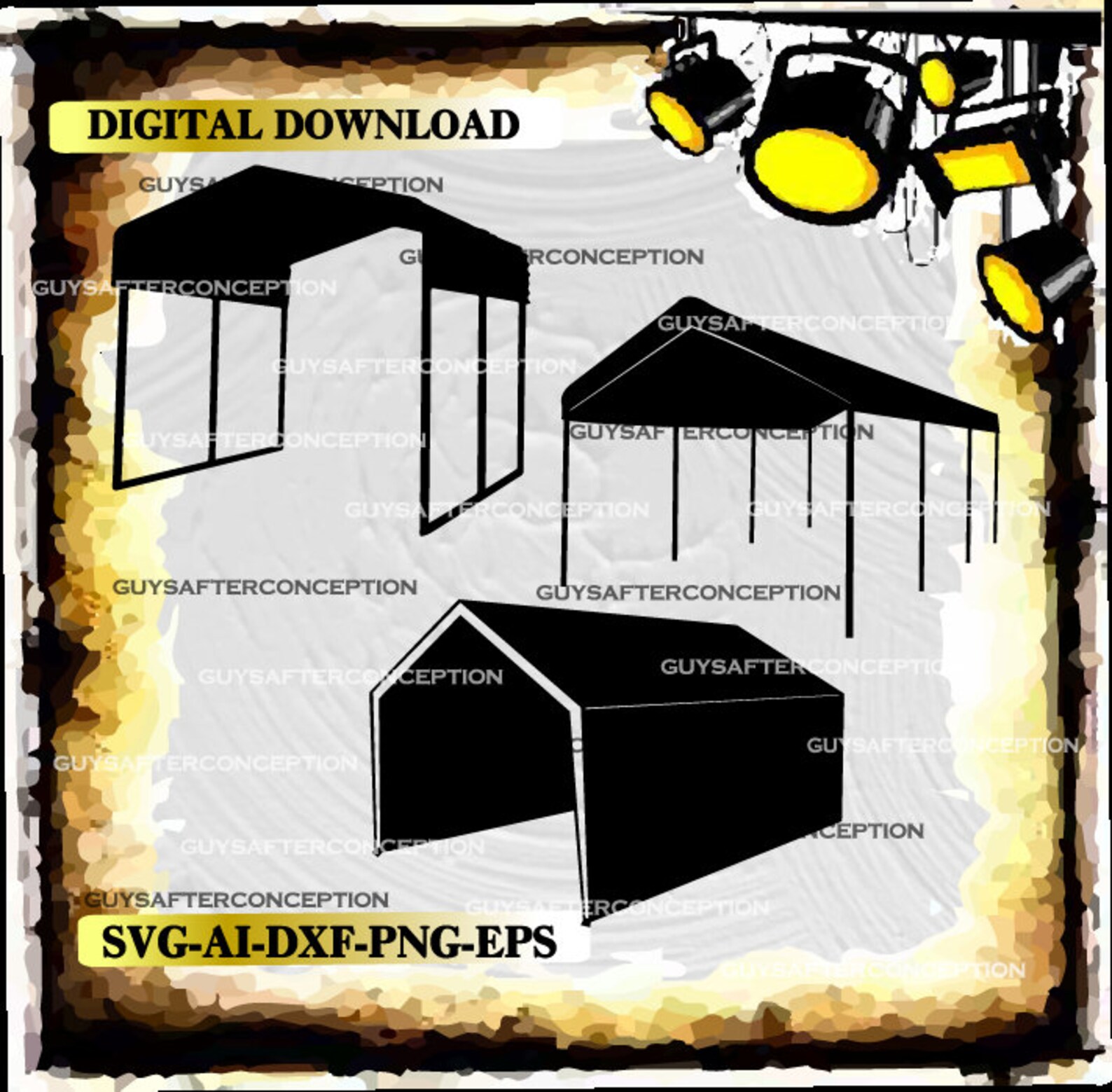 Three Car Truck Canopies Vector Images SVG Files Digital | Etsy