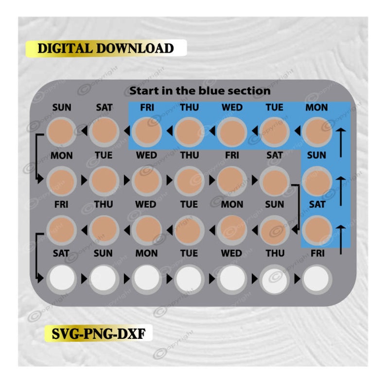 Birth Control Pills Monthly Pack SVG PNG Dxf Digital File | Etsy