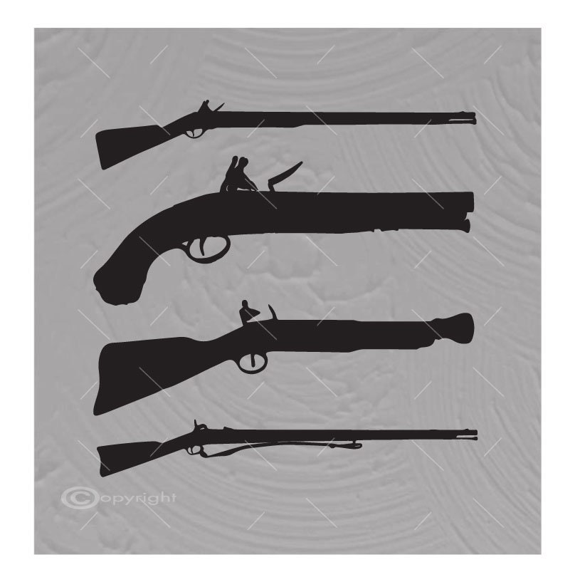 Four Musket Guns Vector Images Vinyl Decal T-shirt Digital Cutting ...