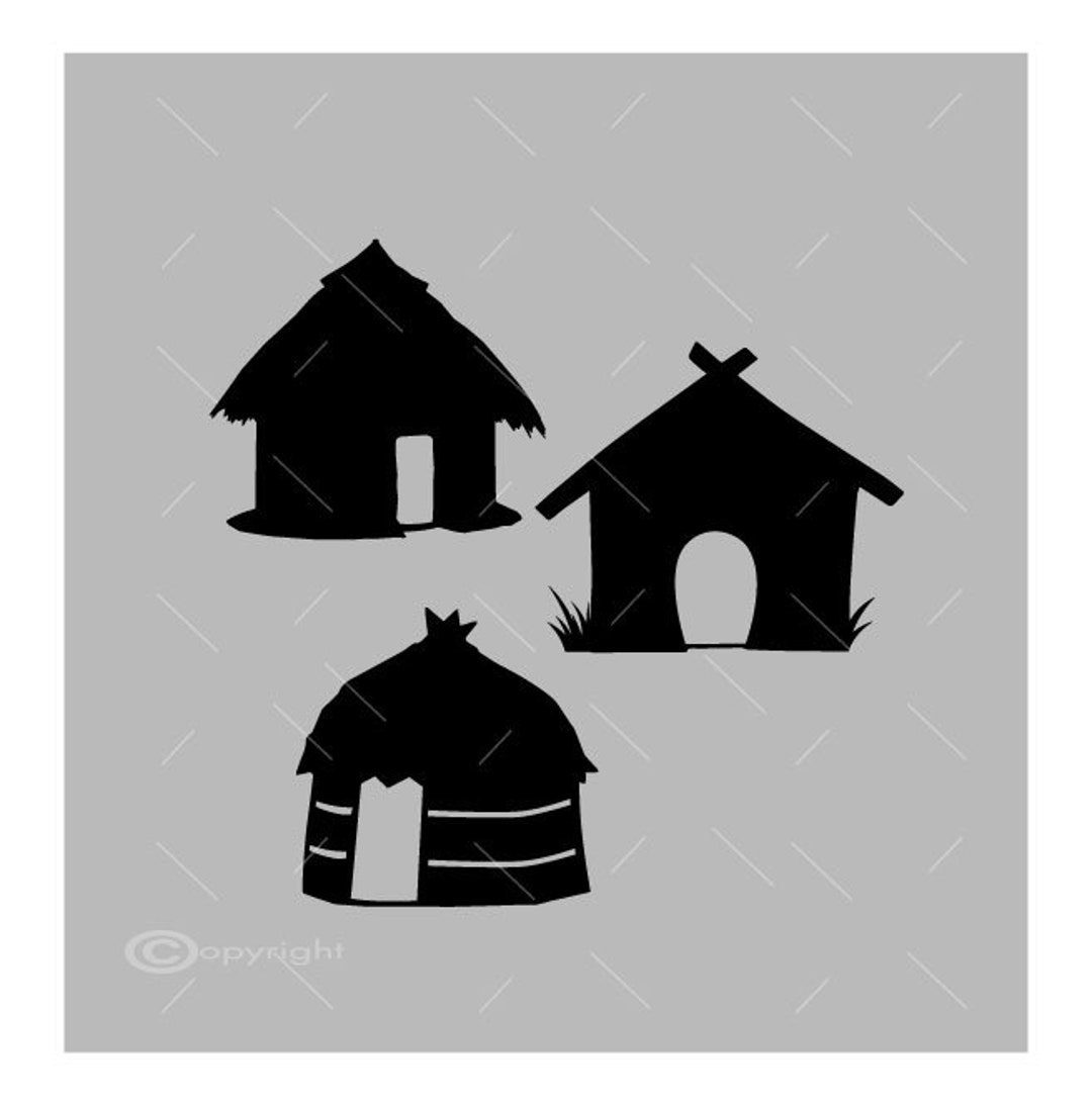 Three Huts Vector Images Vinyl Decal T-shirt Digital Cutting Files ,svg ...