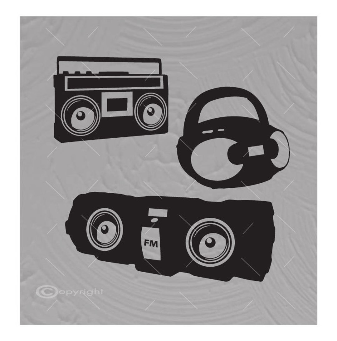 Three Portable Stereos Vector Images SVG Files Digital Cutting Files Ai ...
