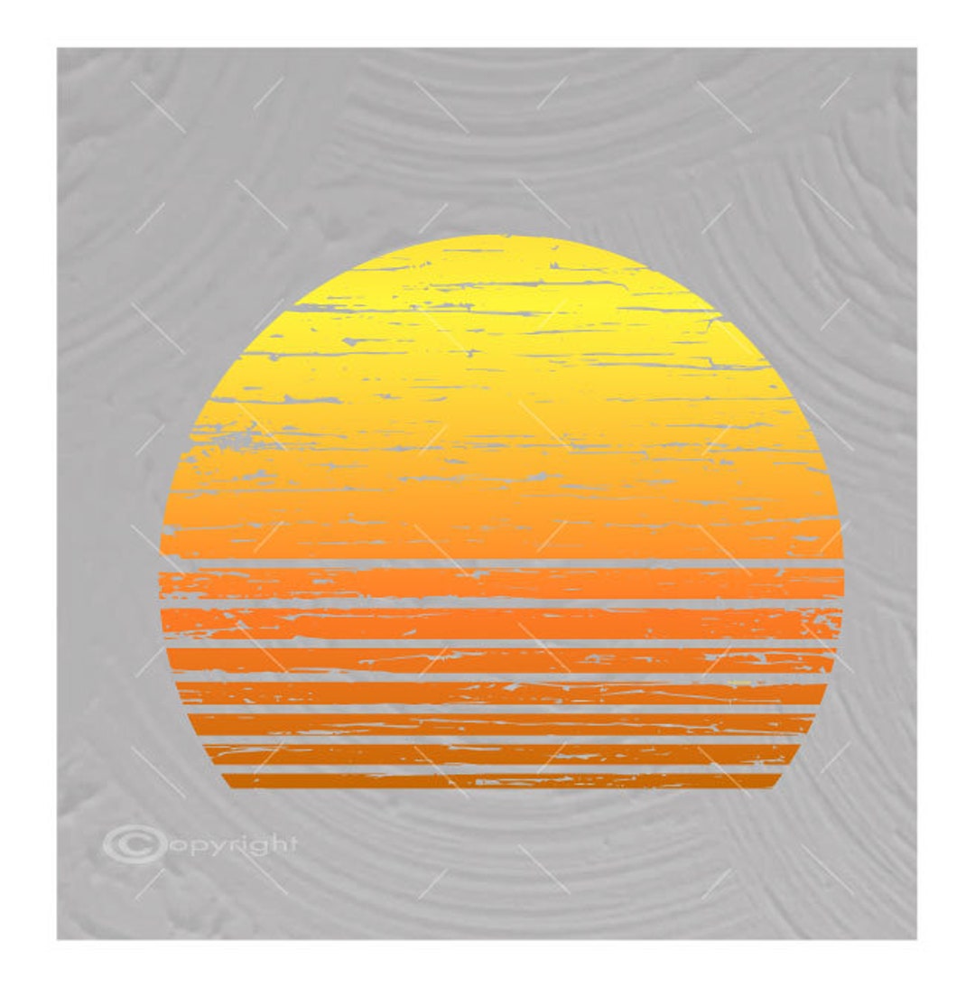 Partial Sunset SVG: Distressed Circle Clipart Graphic (digital Download ...